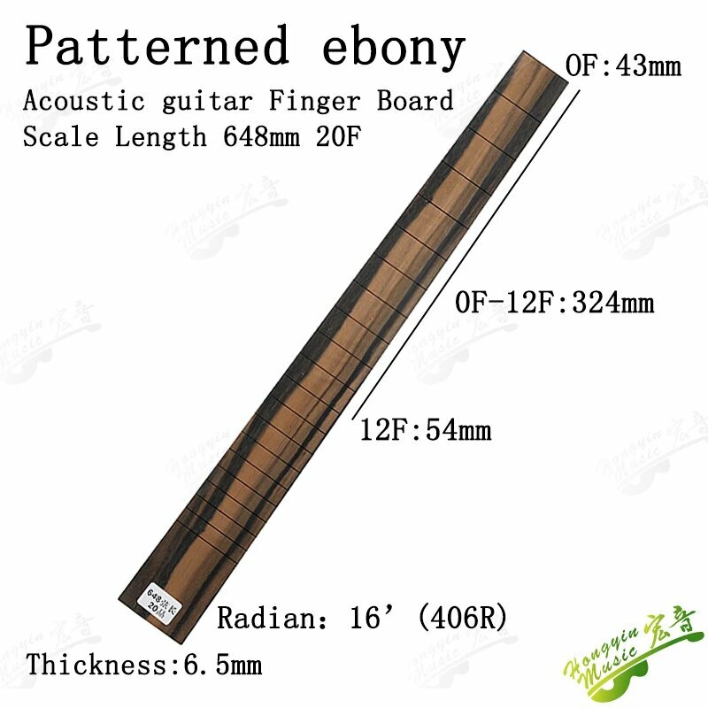 Африканский эбонит для грифа гитары Scale Length648mm20F