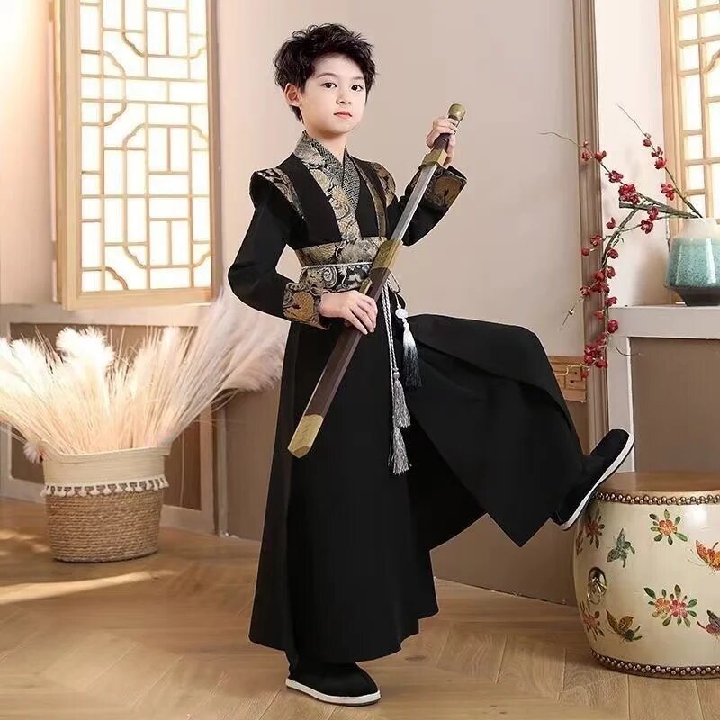 Детский Ханьфу костюм полиэстер 140, black