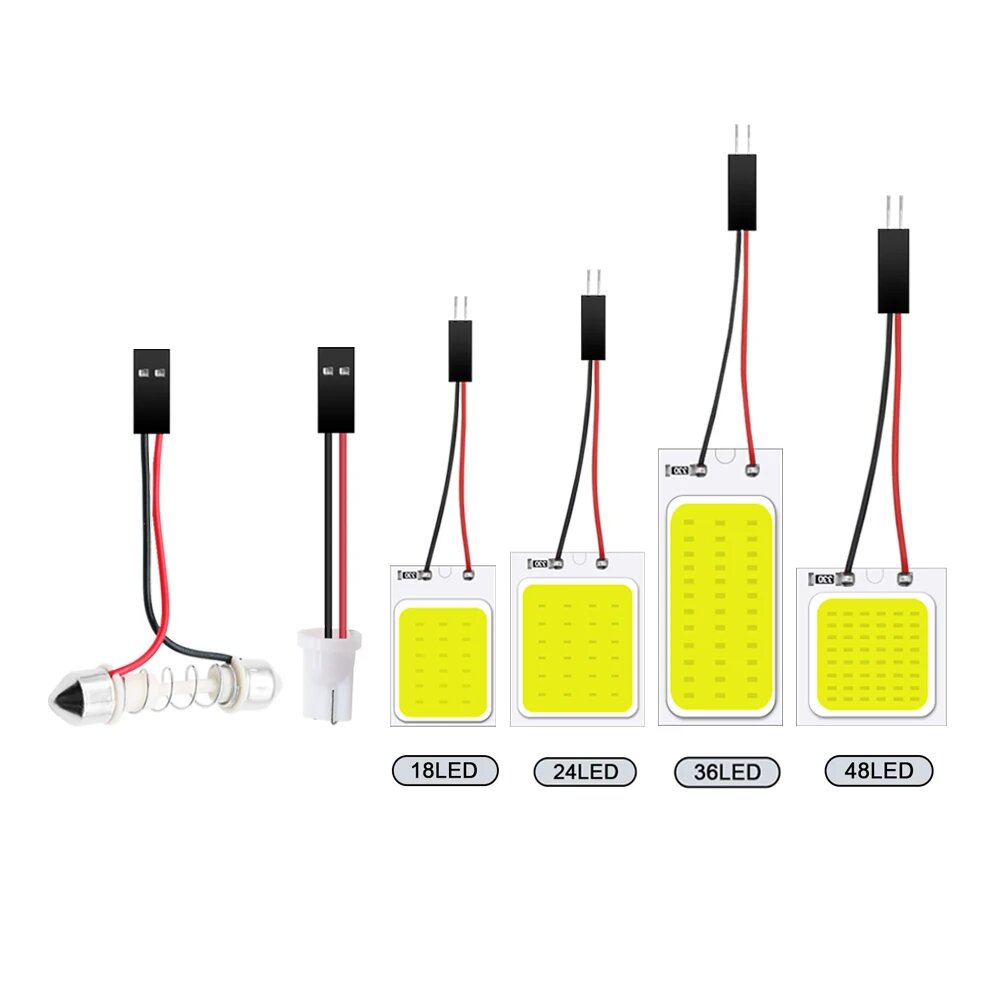 12 В 24 В гирлянда светодиодная сигнальная лампа COB 31 мм 36 мм 39 мм 41 With 2 Adapter, 48led 12V