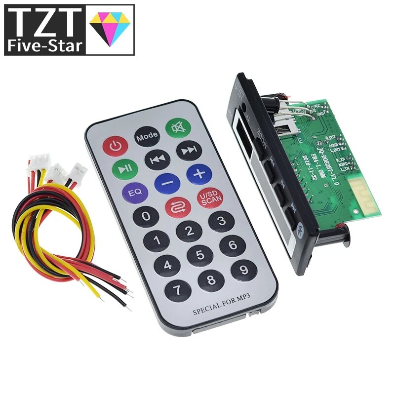 TZT Автомобильный аудио USB TF FM-радио модуль Беспроводной Bluetooth 5 В 12 В MP3 WMA декодер плата MP3-плеер с дистанционным управлением для автомобиля