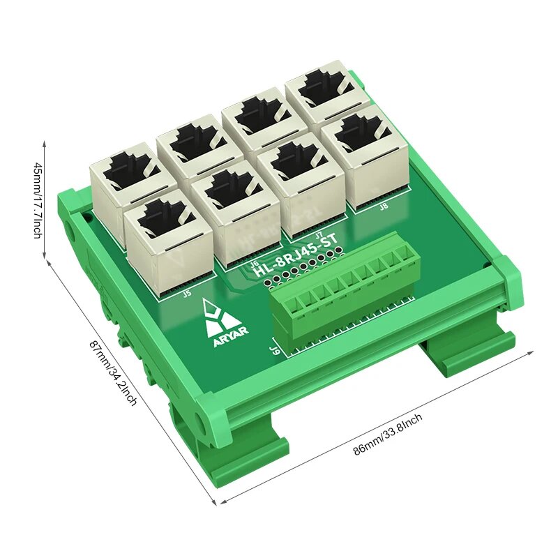 Клеммный блок ARYAR HL-8RJ45-ST для DIN-рейки