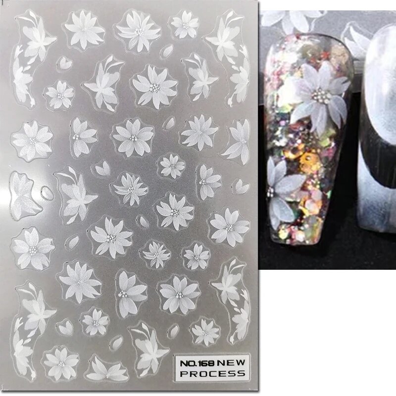 3D наклейки для ногтей AuuuGBeau, синие и розовые цветы NO168