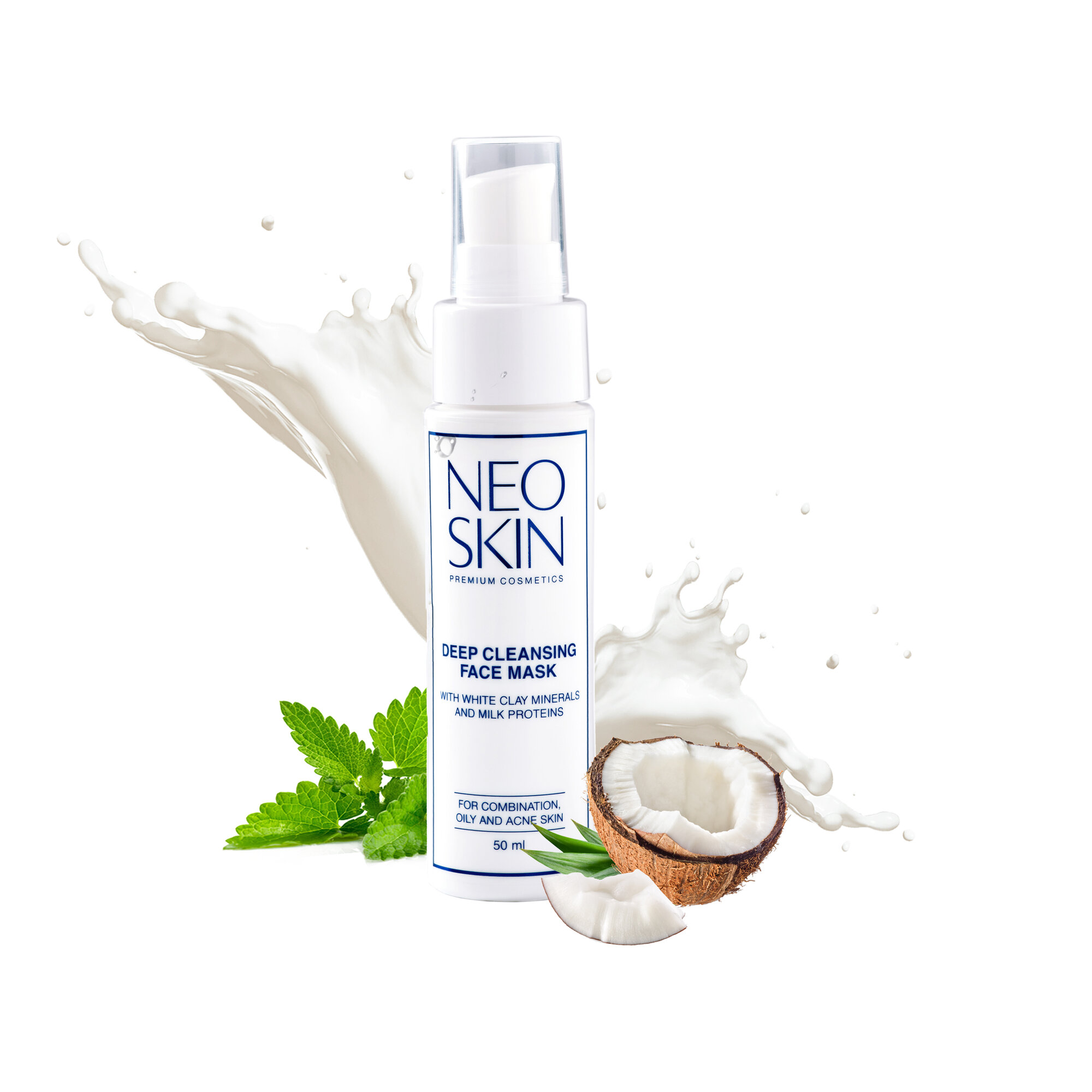 Маска для лица, глубокое очищение, с минералами белой глины и молочными протеинами, Neo Skin (для комбинированной, жирной и проблемной кожи)", 50 мл