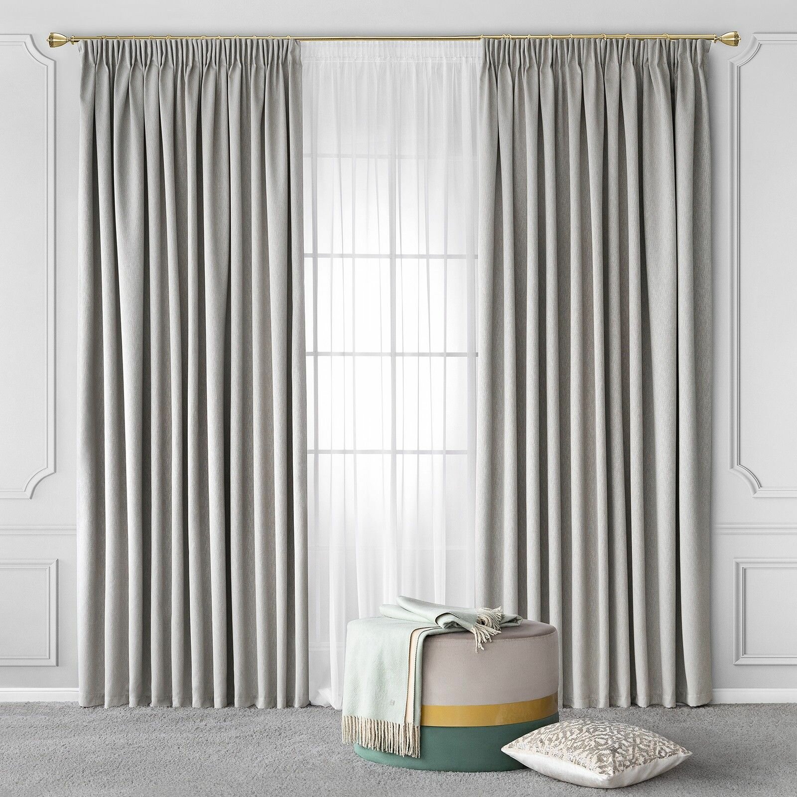 Пайнон беж. Шторы 260x275-2, подхваты-2, 4 пр.