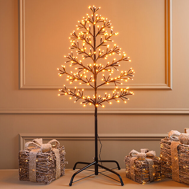 Светодиодное дерево Lausanne Black 108 см, 230 экстра теплых белых LED ламп с мерцанием, IP44, Kaemingk, 493492-1