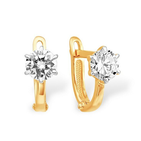 Серьги, красное золото, 585 проба, фианит