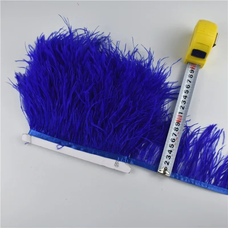 Обрезки страусовых перьев WyFeay 8-10 см светлого голубого цвета Синий, 1 Meters, 4 Royal Blue