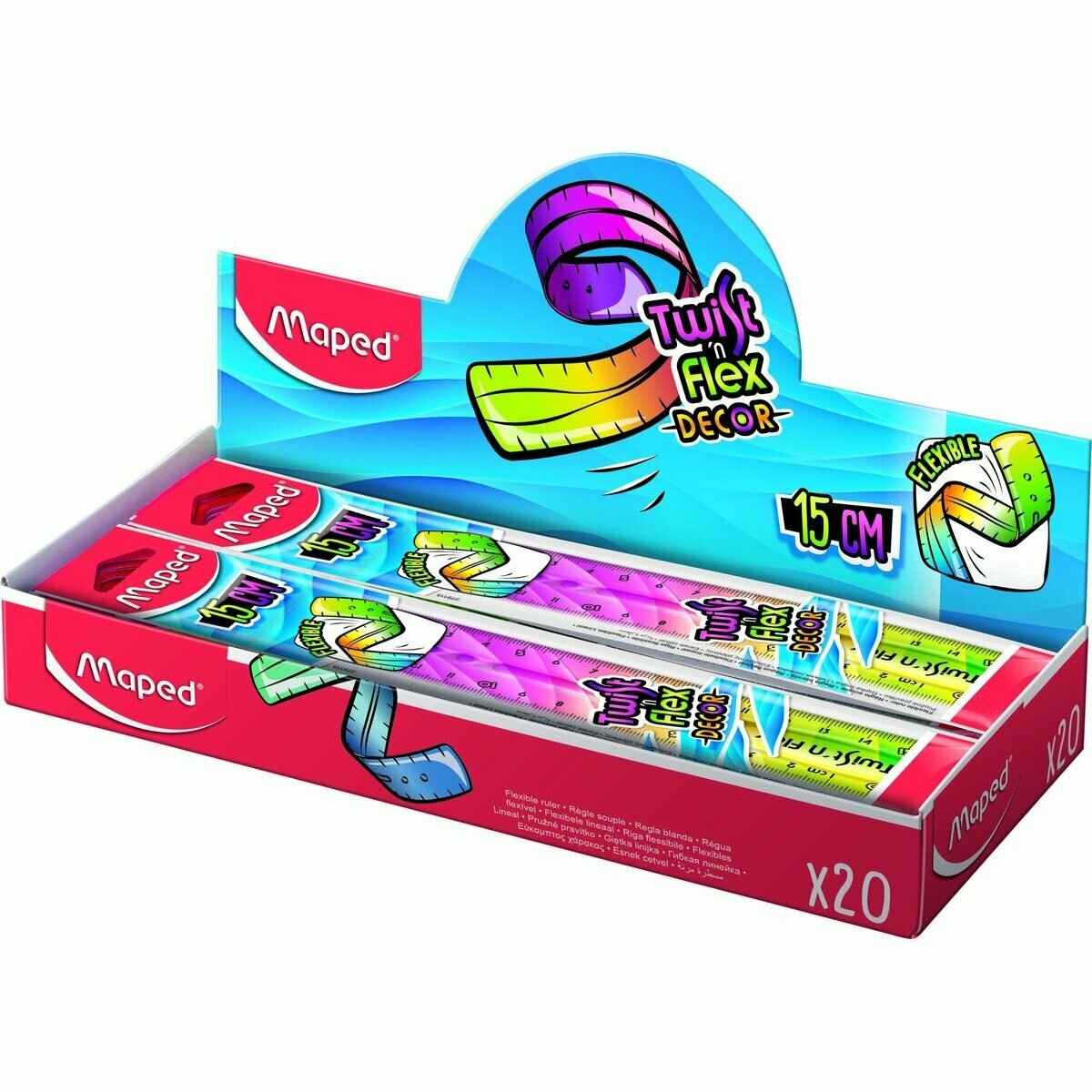 Линейка 15см Maped Twist'n Flex patterns, пластиковая (279115), 20шт.