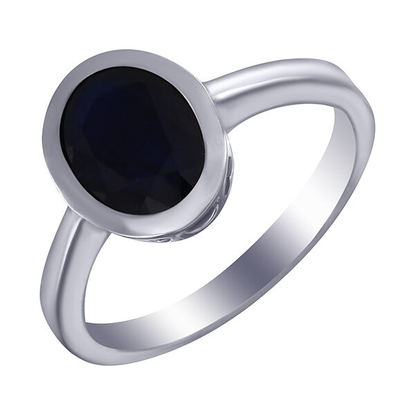 Кольцо помолвочное, серебро, 925 проба, родирование, сапфир