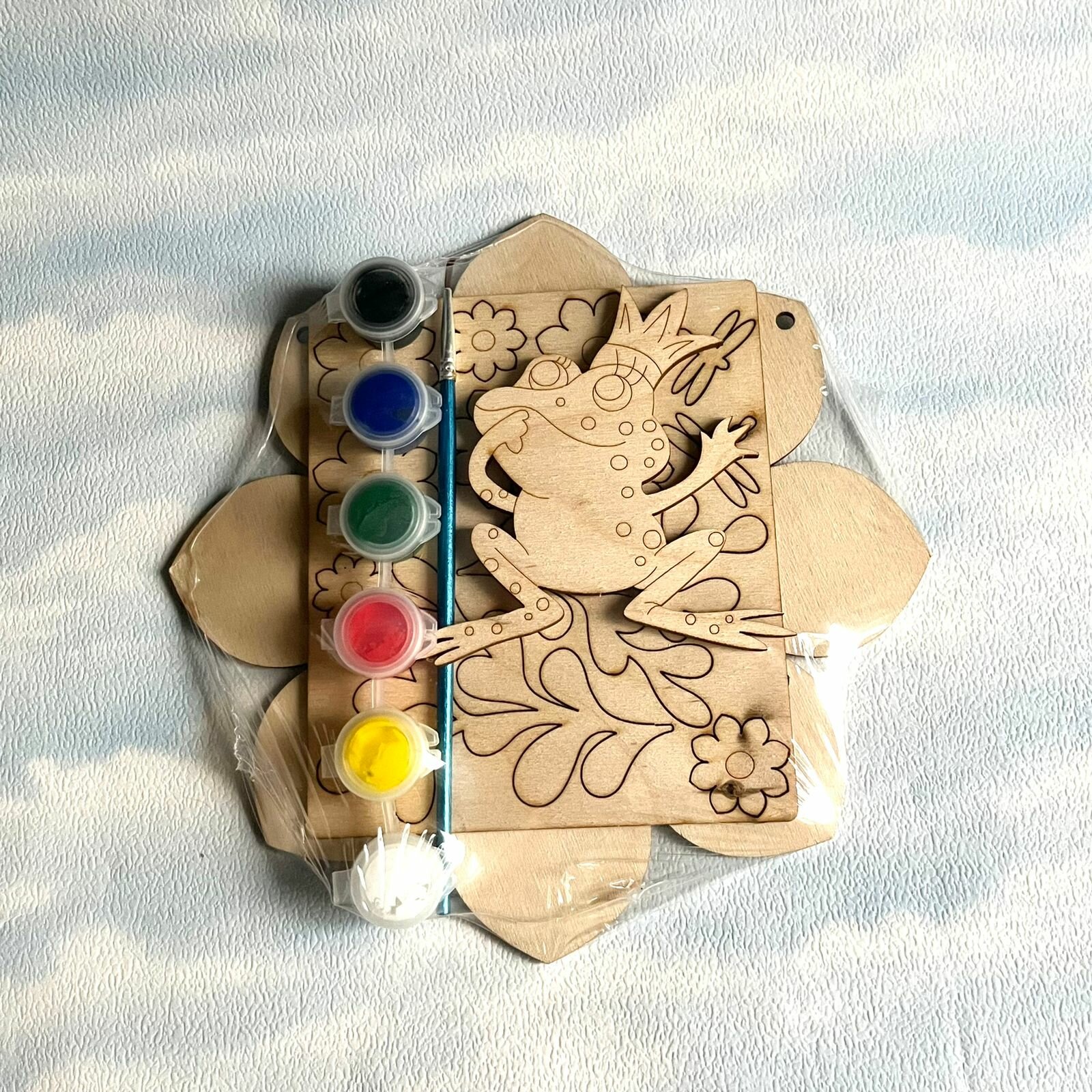 Деревянная раскраска панно, игра раскраска 3Д Царевна лягушка