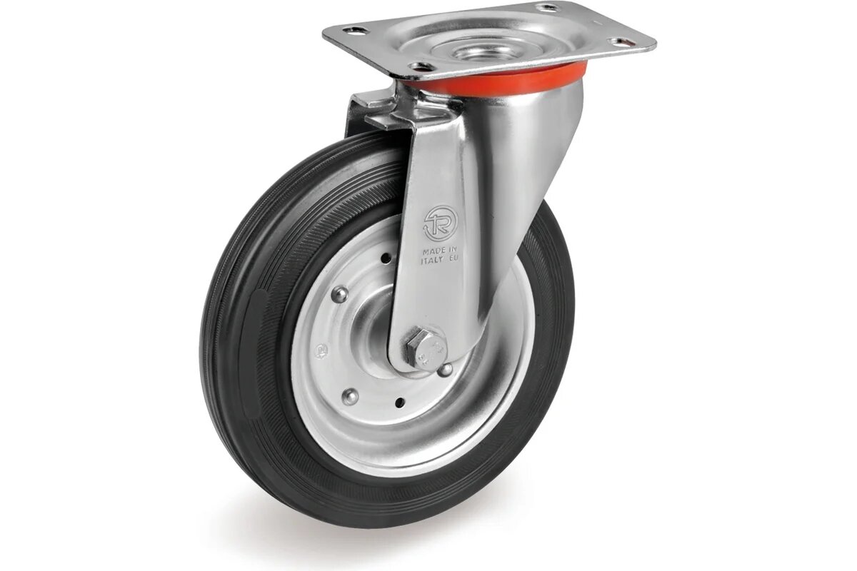 Локри SC93 поворотная опора колёсная 75 мм с чёрной резиной и оцинкованной сталью