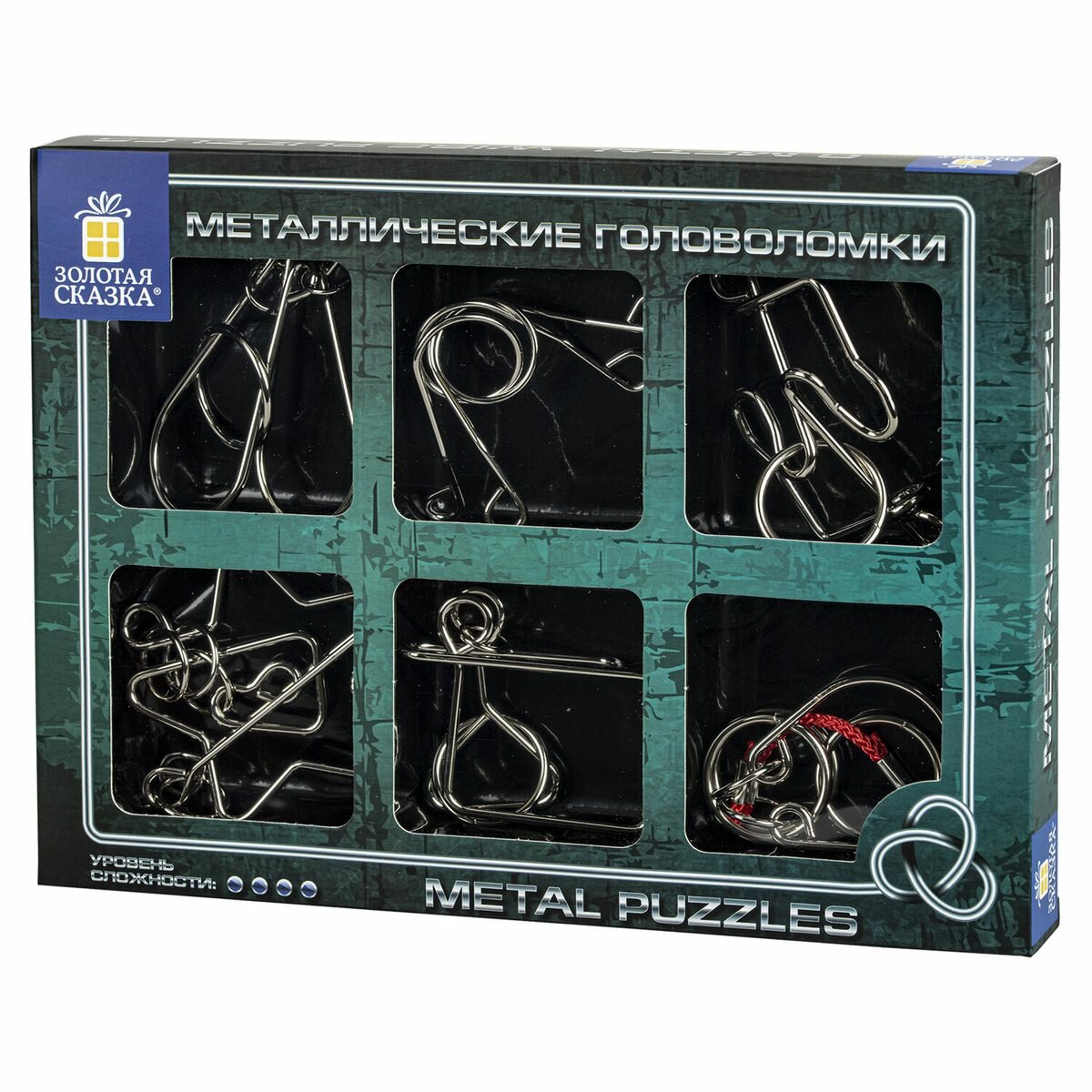 Игра-головоломка Золотая Сказка, металлическая, набор 6шт. Medium level, (664926), 40 уп.
