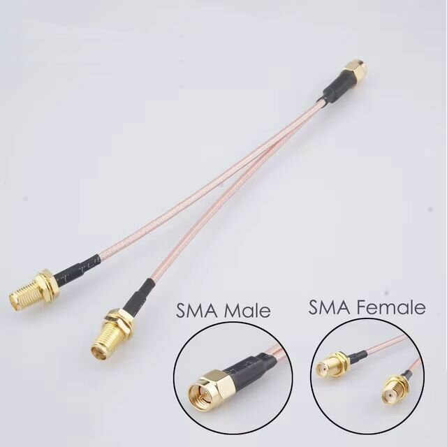 Антенный адаптер-делитель (пигтейл) SMA-male/2xSMA-female 15см