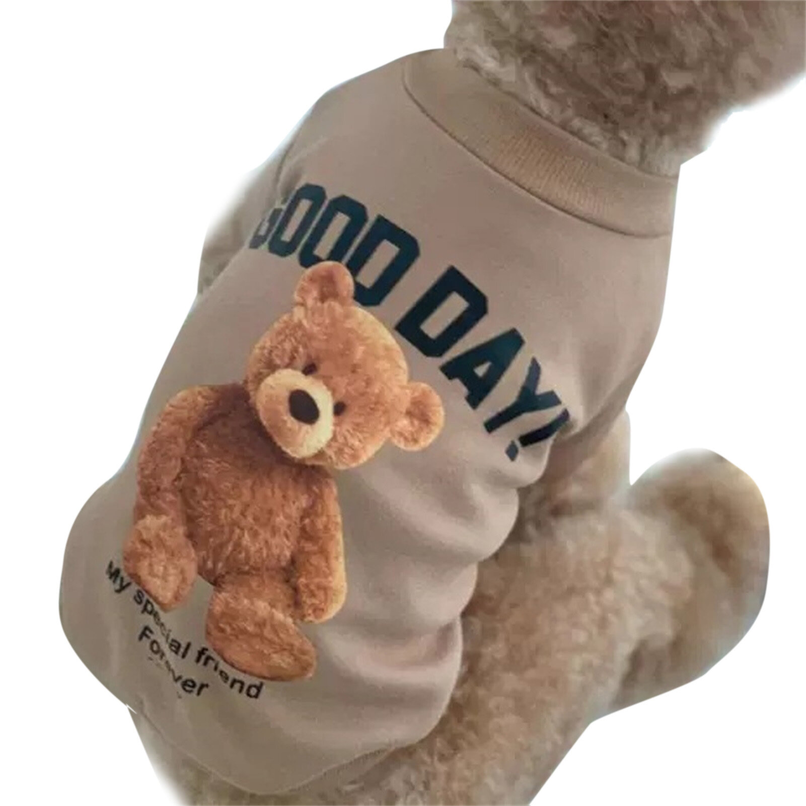 Милая одежда для собак с героями мультфильмов, мягкая теплая одежда с круглым вырезом для домашних животных для маленьких, средних и больших собак цвета хаки