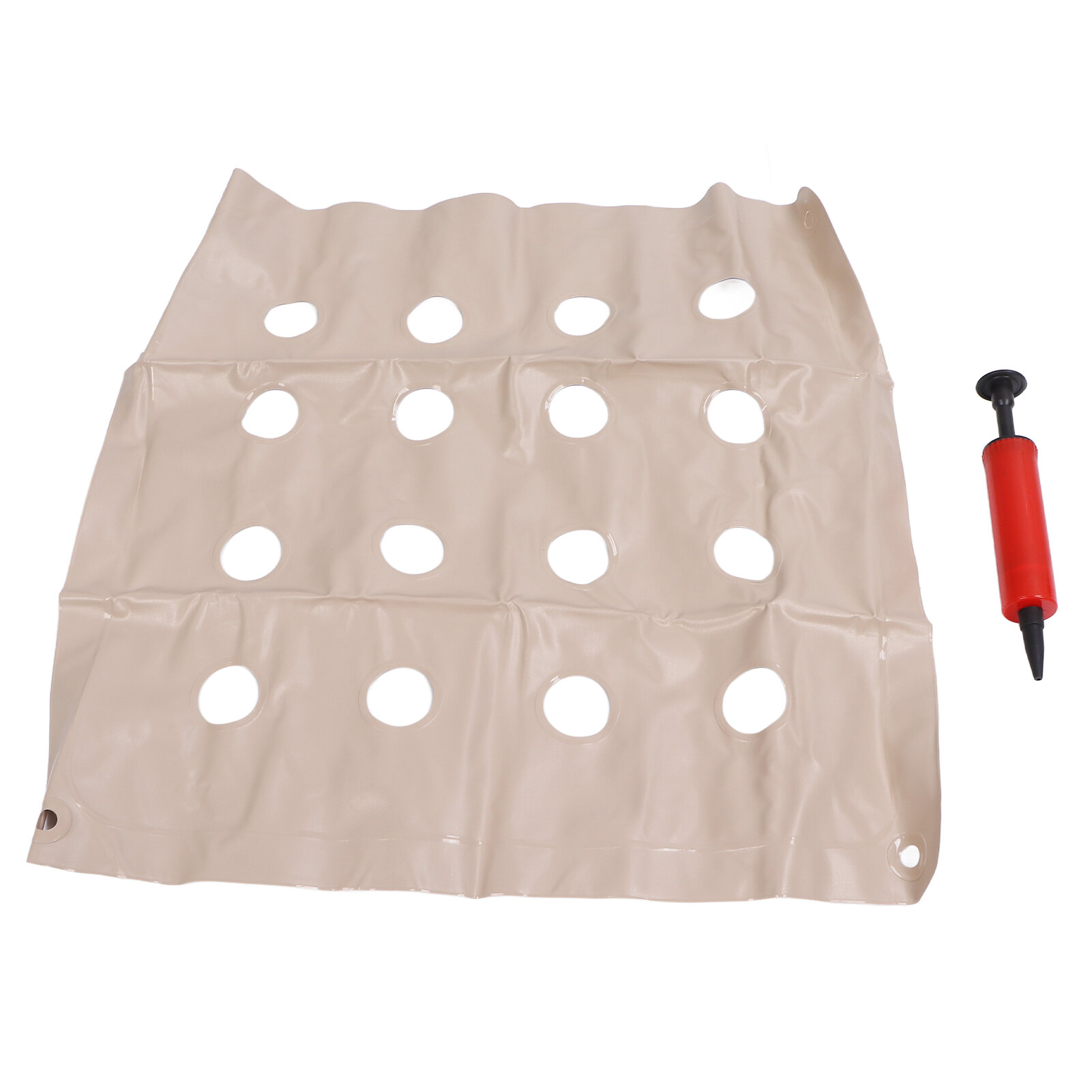 Надувная подушка для сиденья с 16 отверстиями из ПВХ, подушка для дорожного кресла, переносная, бежевая, с удобной поддержкой