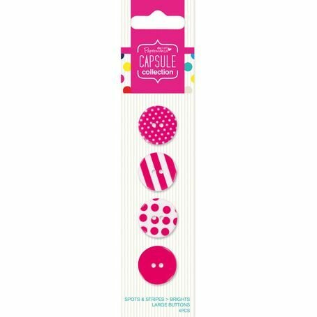 Набор пуговиц docrafts "Spots & Stripes", Brights, розовые, 4 шт