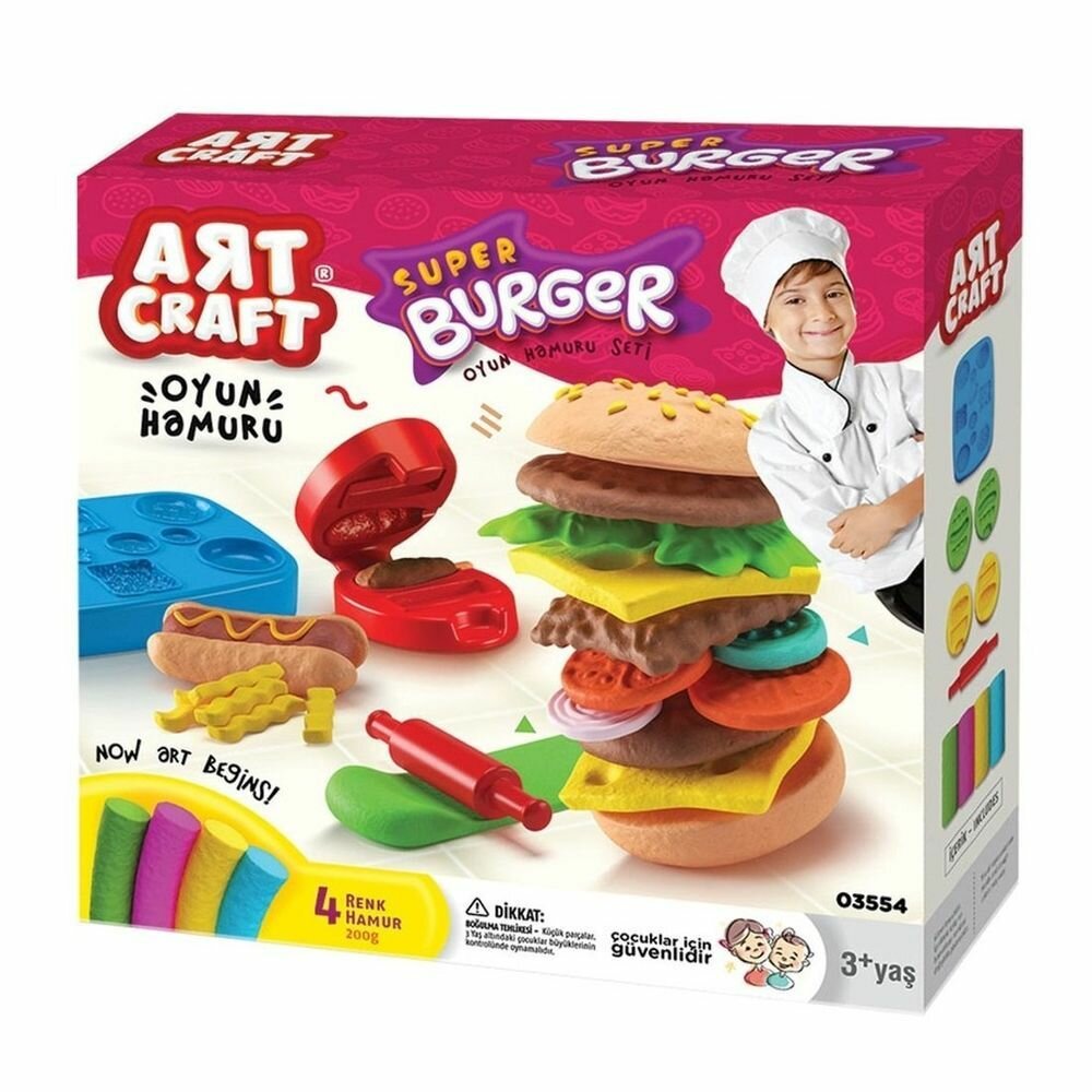 Набор для лепки AЯT CRAFT "Бургерная", тесто 4 цвета по 50 г, в коробке (3554)