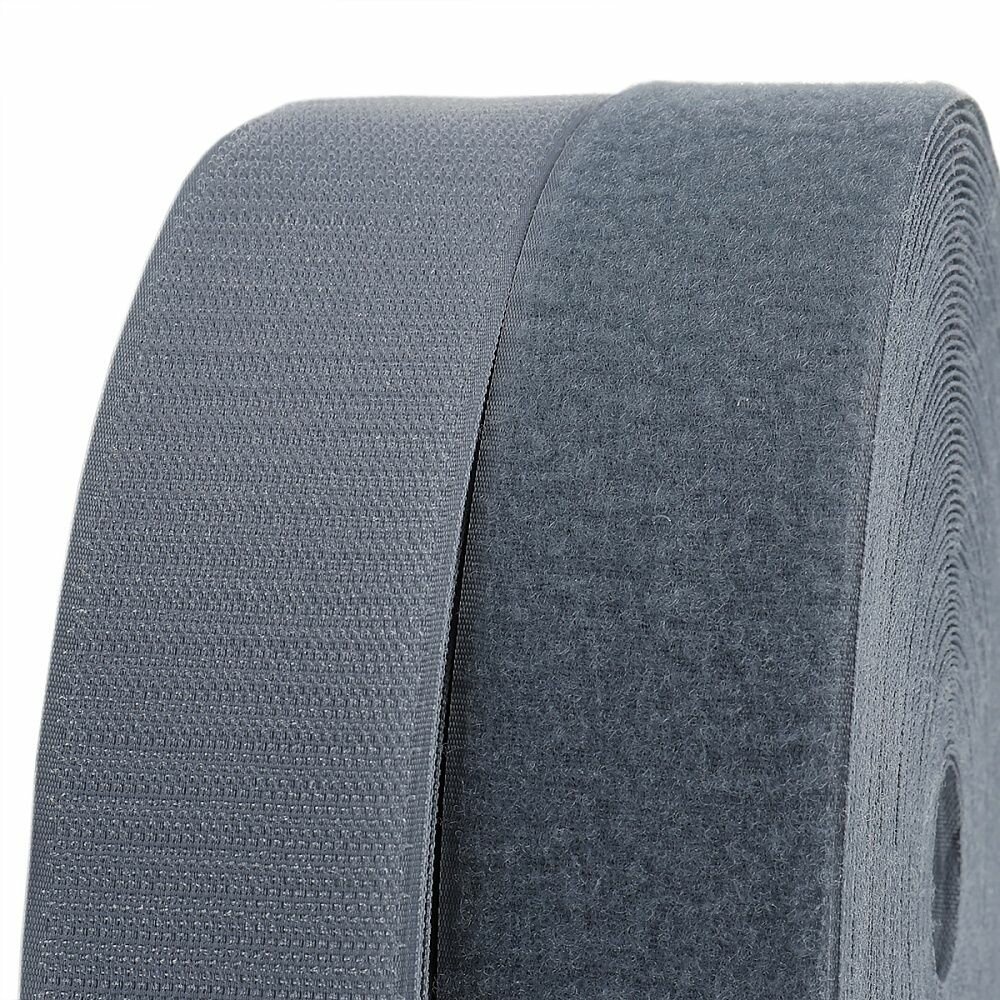 Лента-липучка TBY пришивная, ширина 50 мм, цвет F316, серый, упаковка 25 м, пара