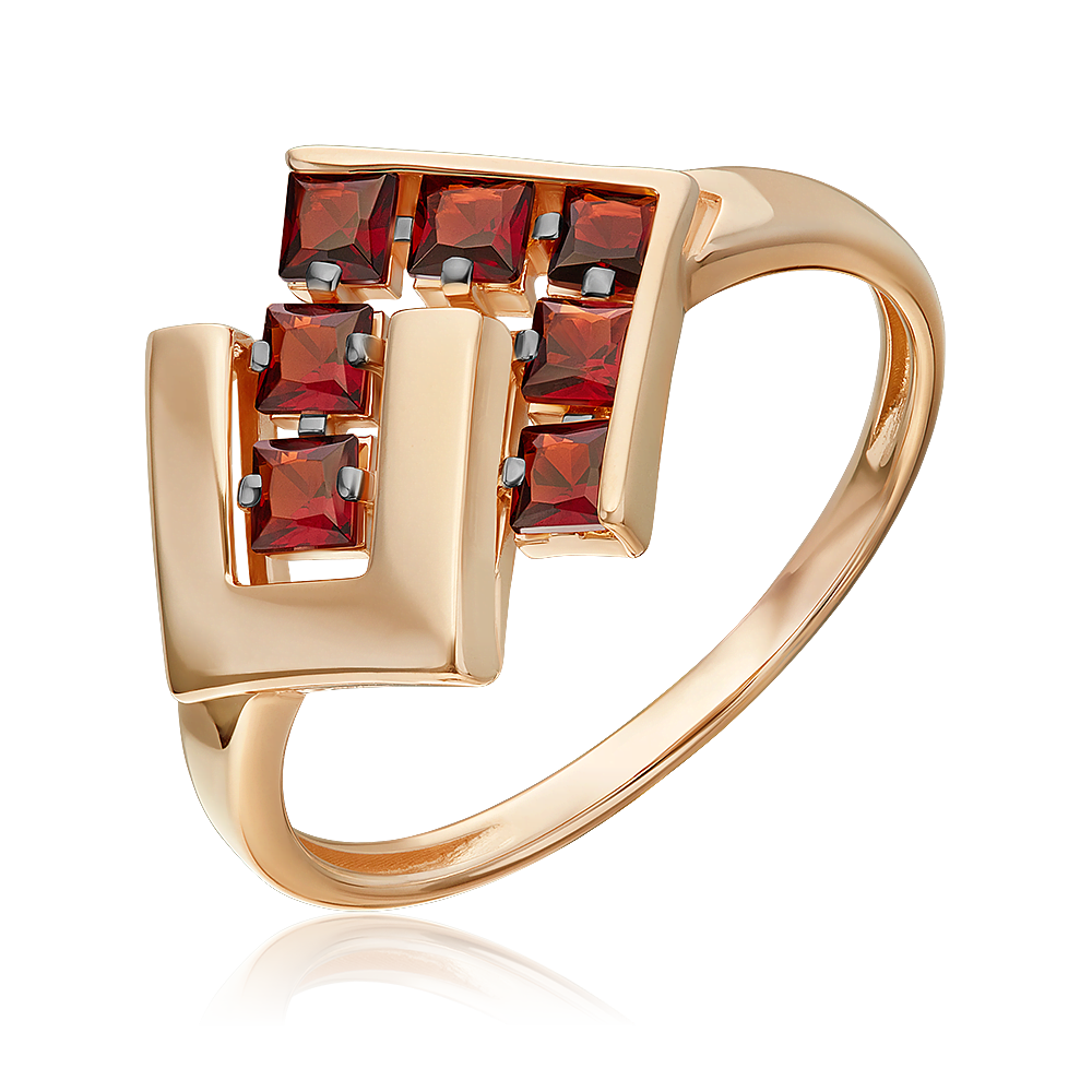 Кольцо, красное золото, 585 проба, гранат