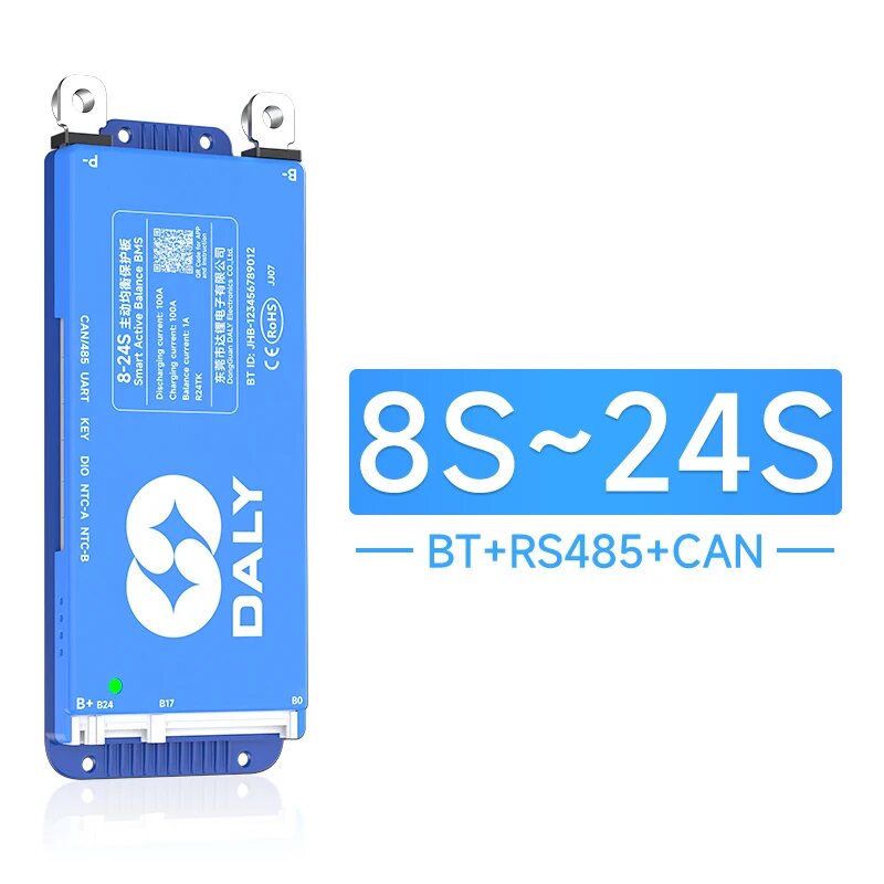 DALY Smart WIFI BMS 4S-16S 80A-100A для Lifepo4/Li-ion/LTO 80А, 8S-24S 485CAN BMS BT