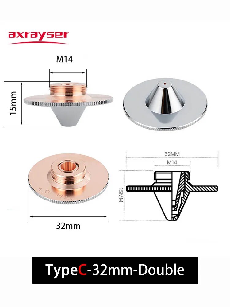 Сопло лазерное axrayser TypeC-32mm-Double, 1.5mm