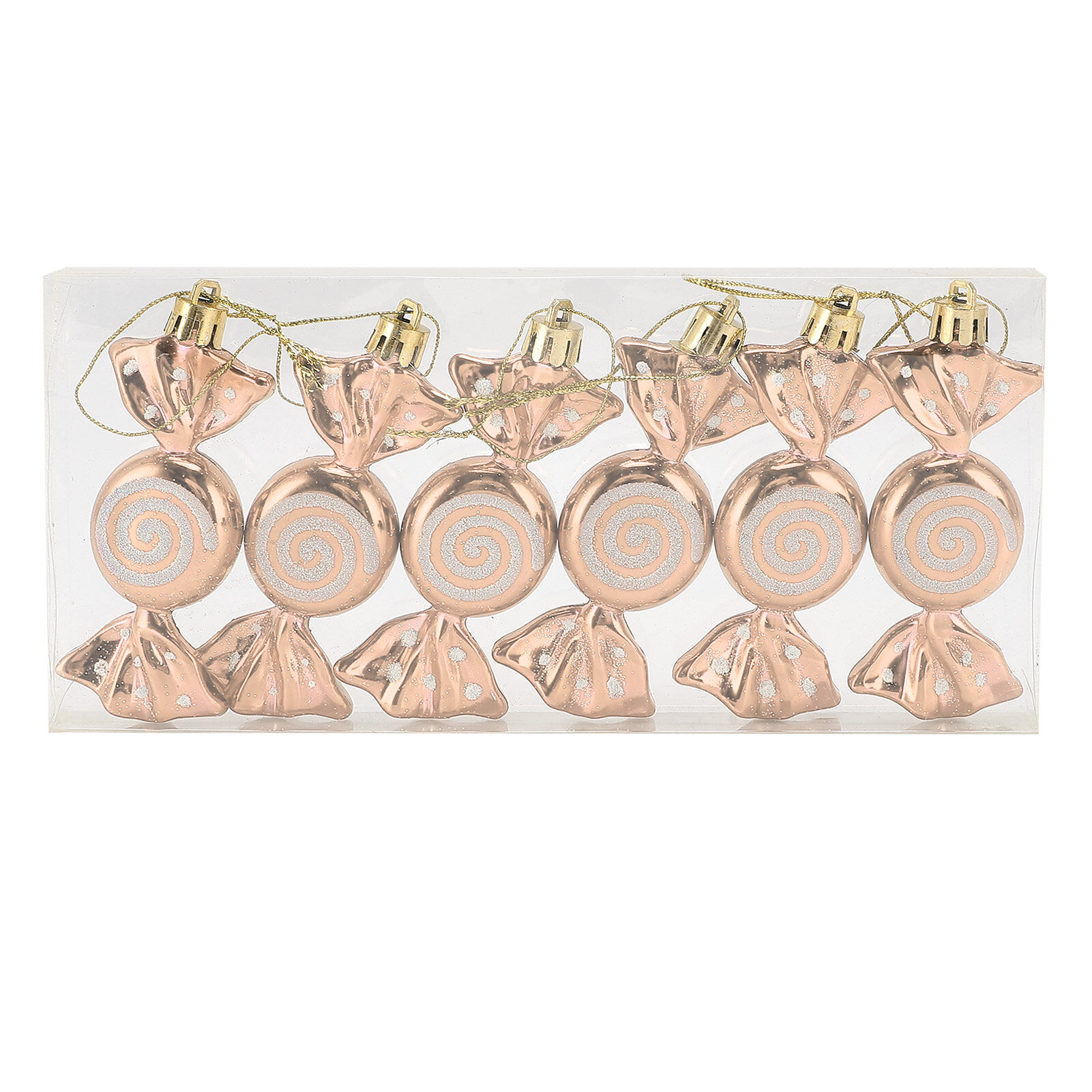 6 шт. Рождественские конфетные украшения, изящные пластиковые подвесные украшения для елки, для гирлянд, подарочных упаковок, цвет шампанского