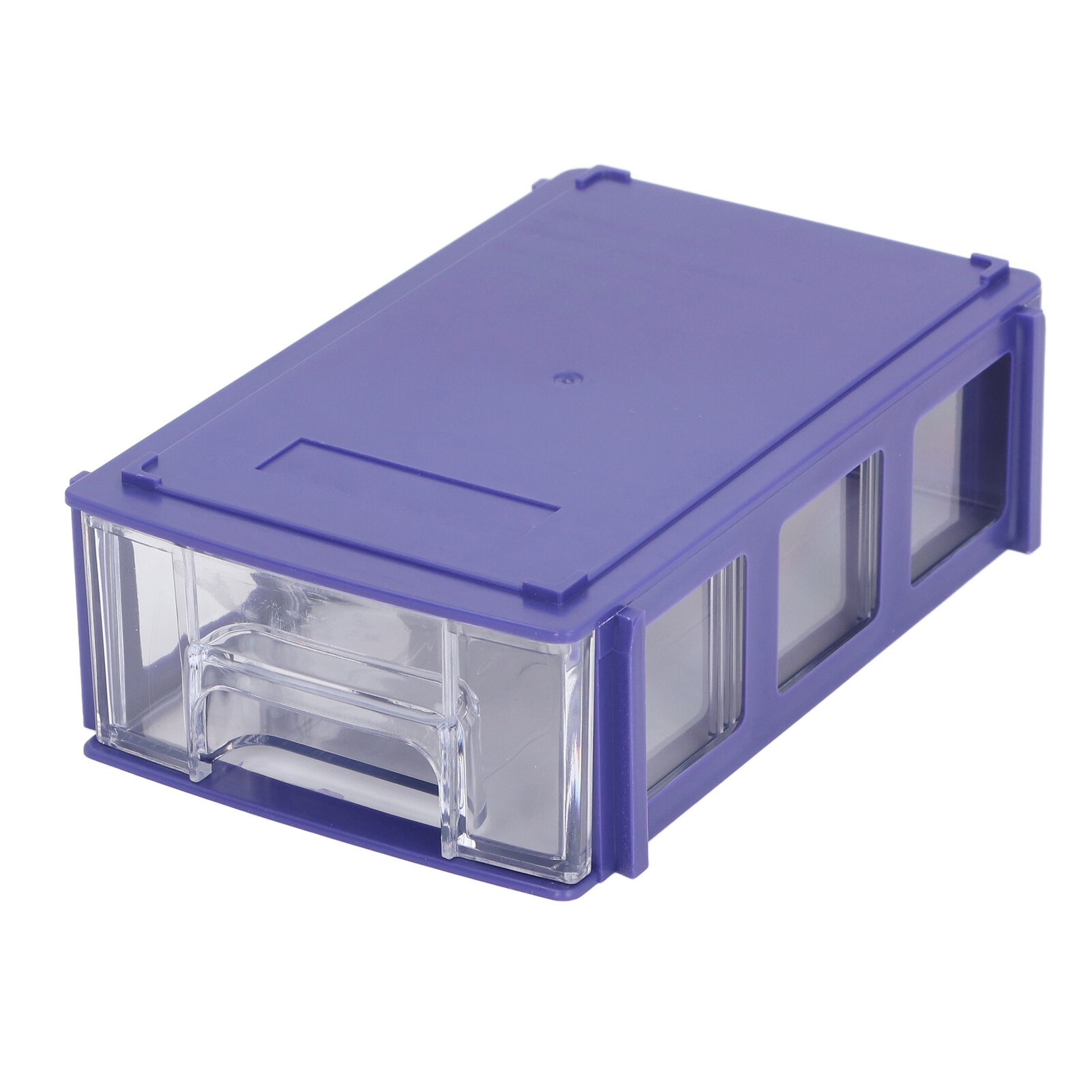 Штабелируемый пластиковый мини-органайзер для хранения мелких деталей, винтов и крепежных элементов, синий корпус, 140 x 90 мм (40 мм).