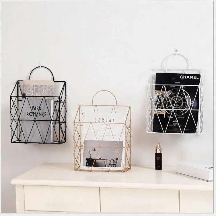 Газетница "Сумка", металл, цвет золото, длина 38 см, ширина 20 см