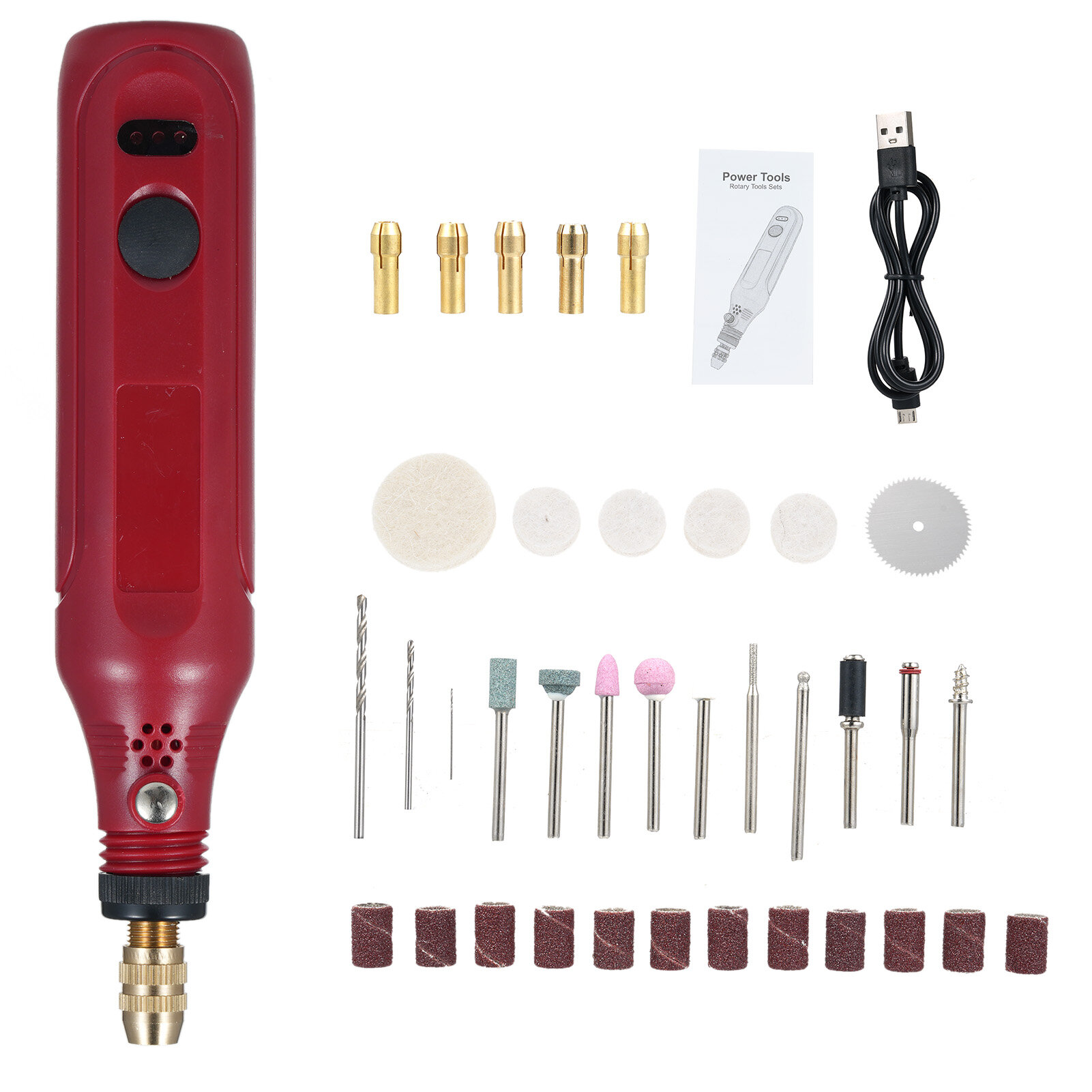 Мини-гравер 3,7В с 3 скоростями и комплектом насадок (36 предметов)