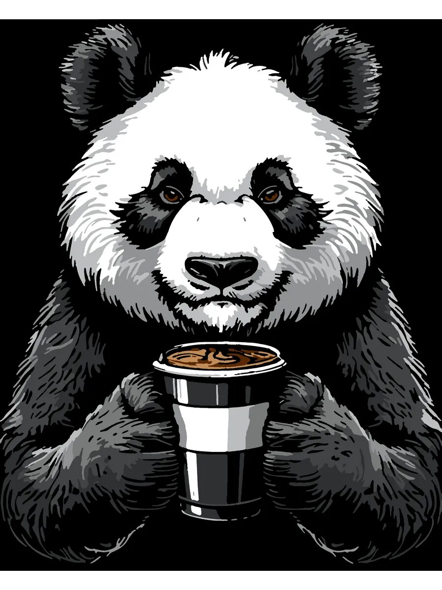 Картина по номерам "Панда и кофе", 40x50 см, акриловая краска, холст на подрамнике