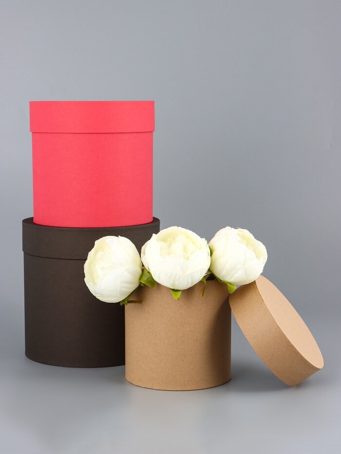 Набор круглых коробок "Стиль" 3 в 1 - 18 х 16 х 13 см 10918905