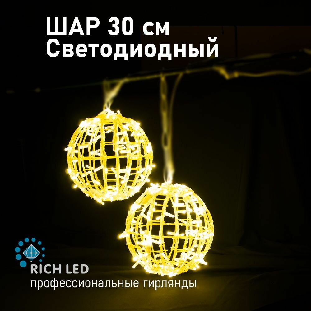Шар декоративный ландшафтный 30 см большой уличный световой Rich LED, набор 2 шт