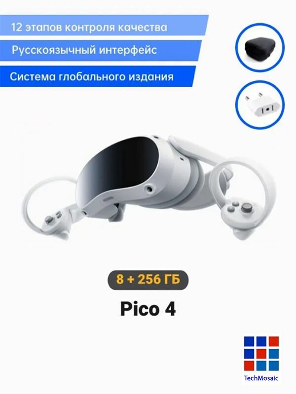 Очки виртуальной реальности PICO 4 256 ГБ 99% абсолютно новый, глобальная версия, поддержка русского языка, европейский штекер