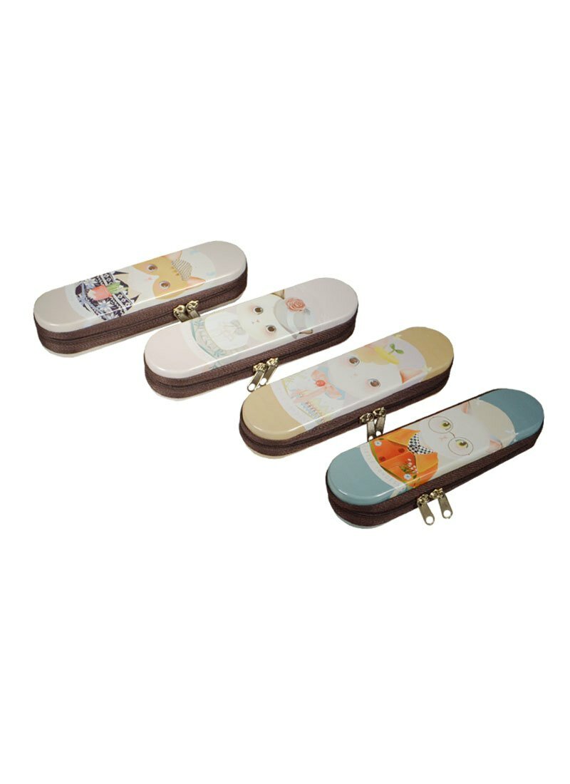 Пенал на молнии Кошки (металл) (16,5х4,5)