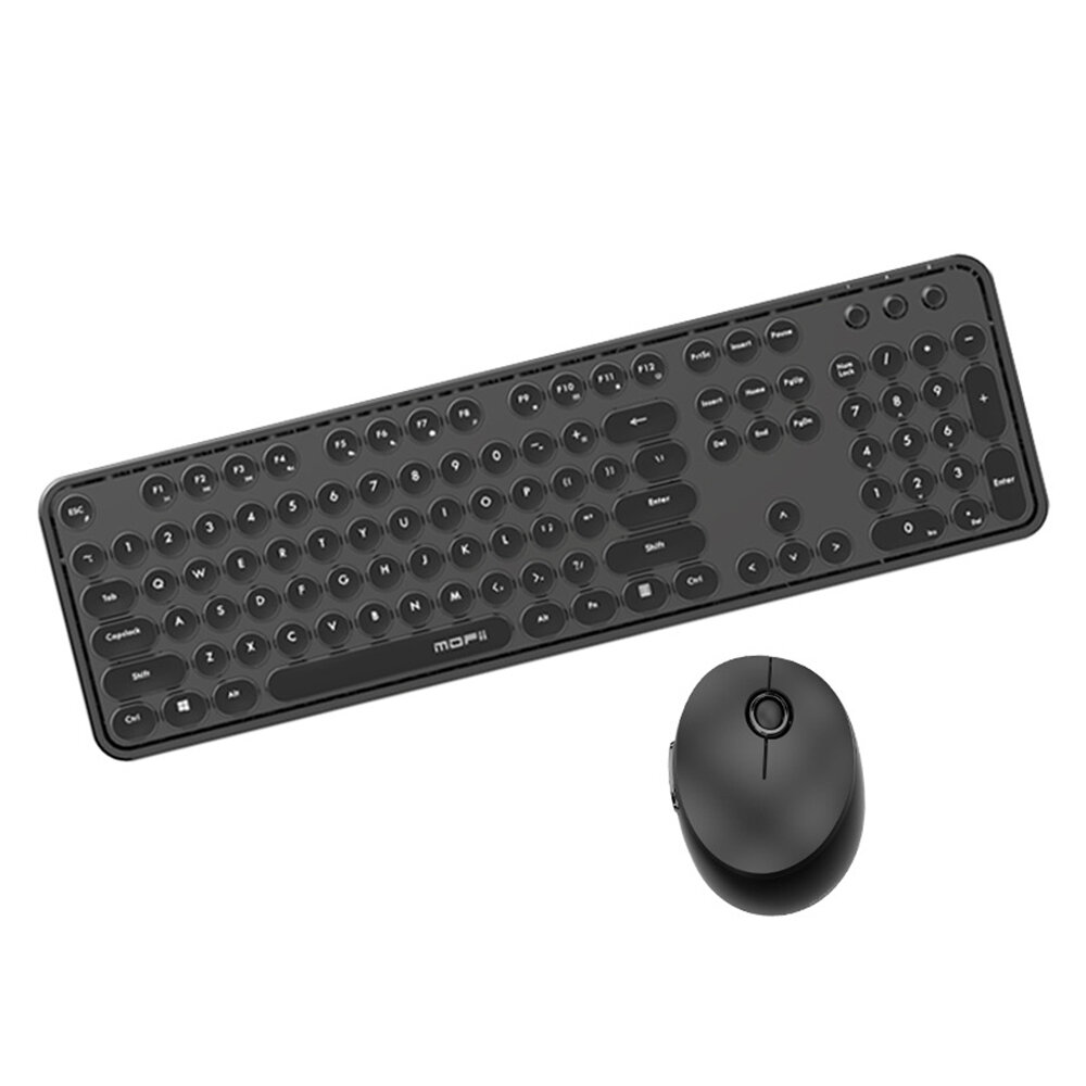 Беспроводная механическая клавиатура Клавиатура с круглыми клавишами Клавиатура для офиса Настольная клавиатура и набор, 8 вариантов, 104 клавиши, материал ABS, батарейки клавиатуры 2*AA (входят), батарейка 1*AA (входит), размер клавиатуры 445*136*35мм,