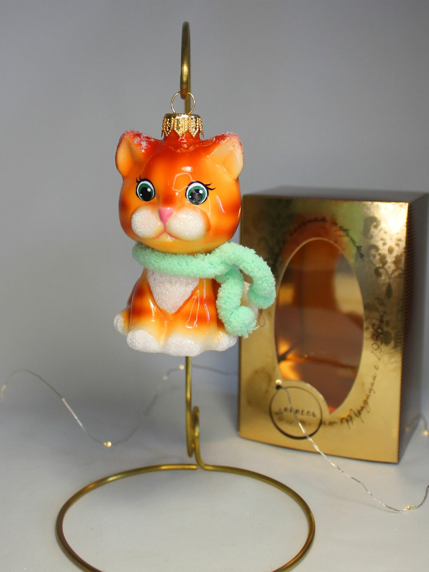 Котенок Рыжик стеклянная елочная игрушка Ариель