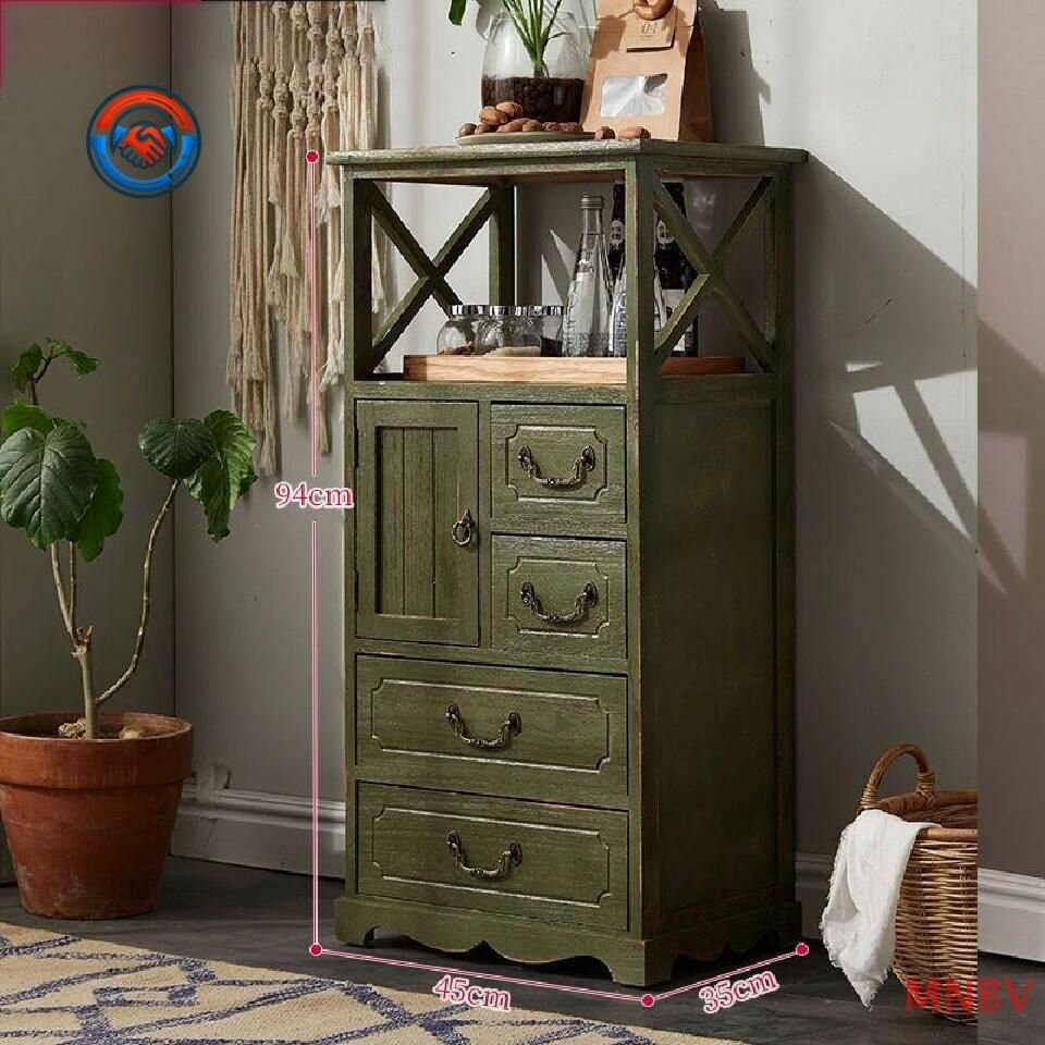 Комод из массива дерева в ретро-стиле, вместительный многослойный комод для спальни и гостиной, устойчивое хранение вещей и текстиля