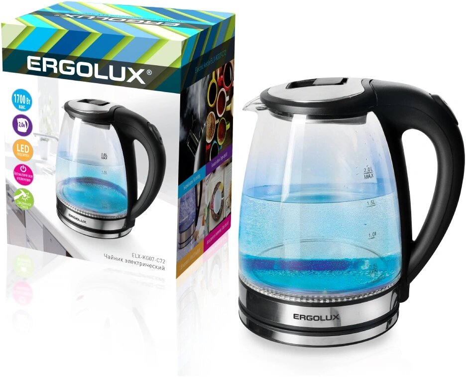Чайник электрический Ergolux ELX-KG07-C72 черный/нержавейка 2л 15