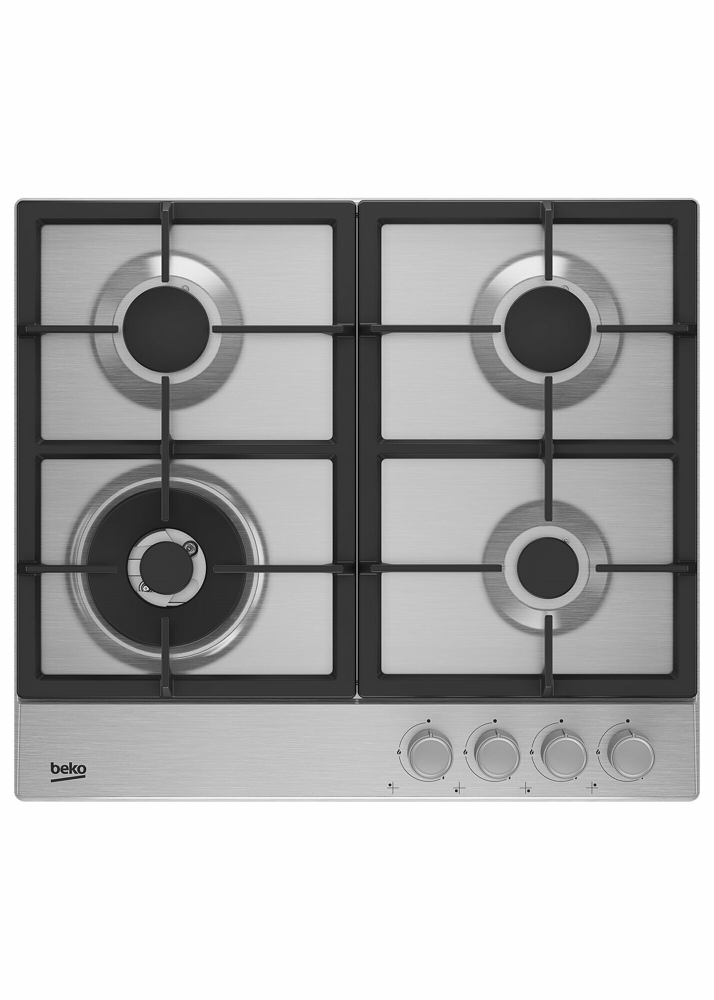 Варочная панель BEKO BHGM6422K5WX, нержавеющая сталь, 4 конфорки