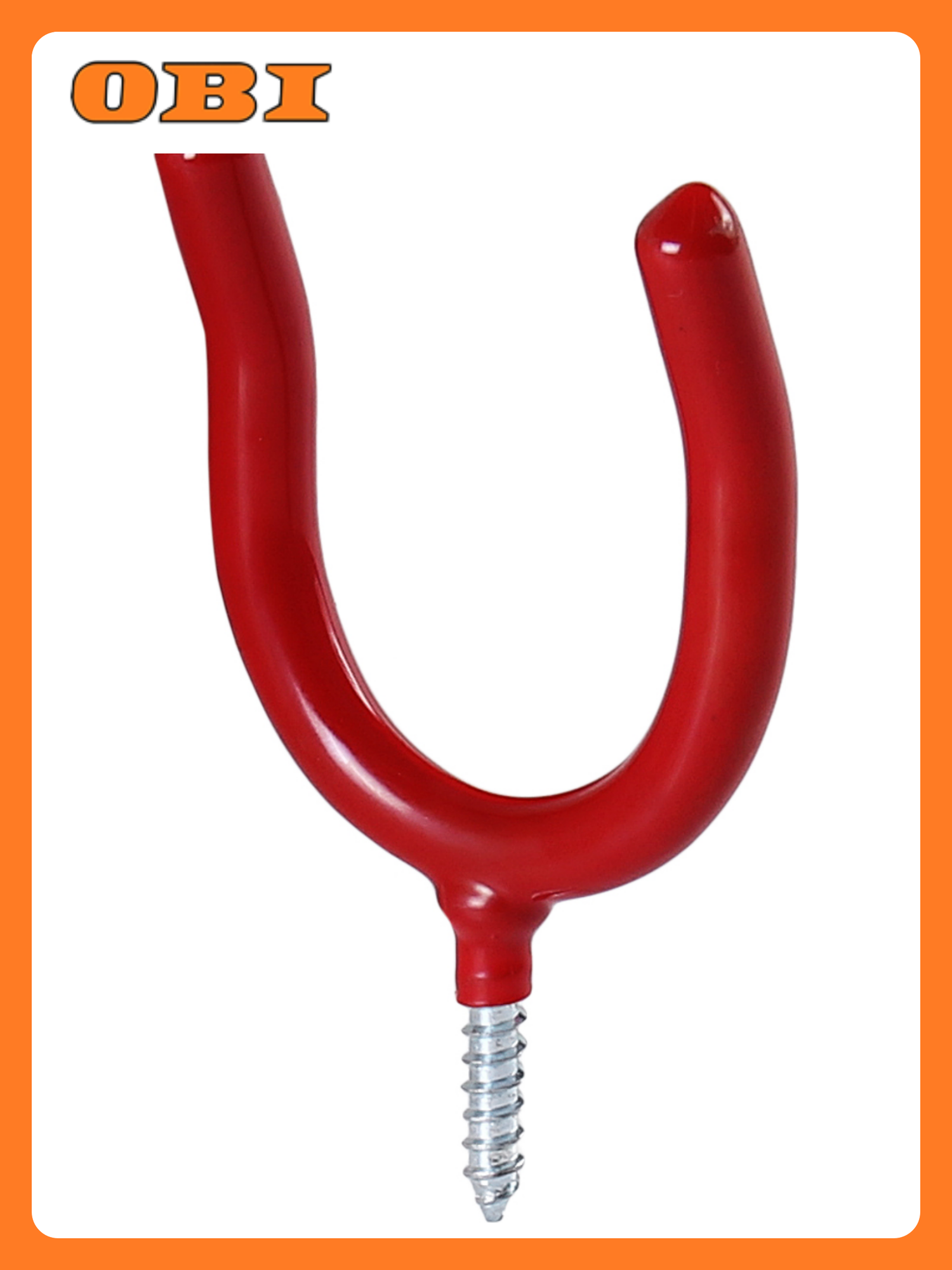 Крючок крепежный Larvij, U-образный, стальной, красный, 100 мм