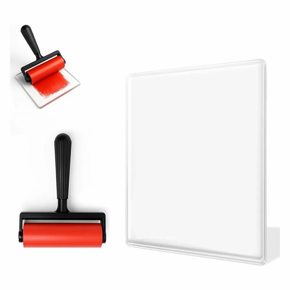 Гелевая подложка с кисточкой многоразовая пластина для монопечати,