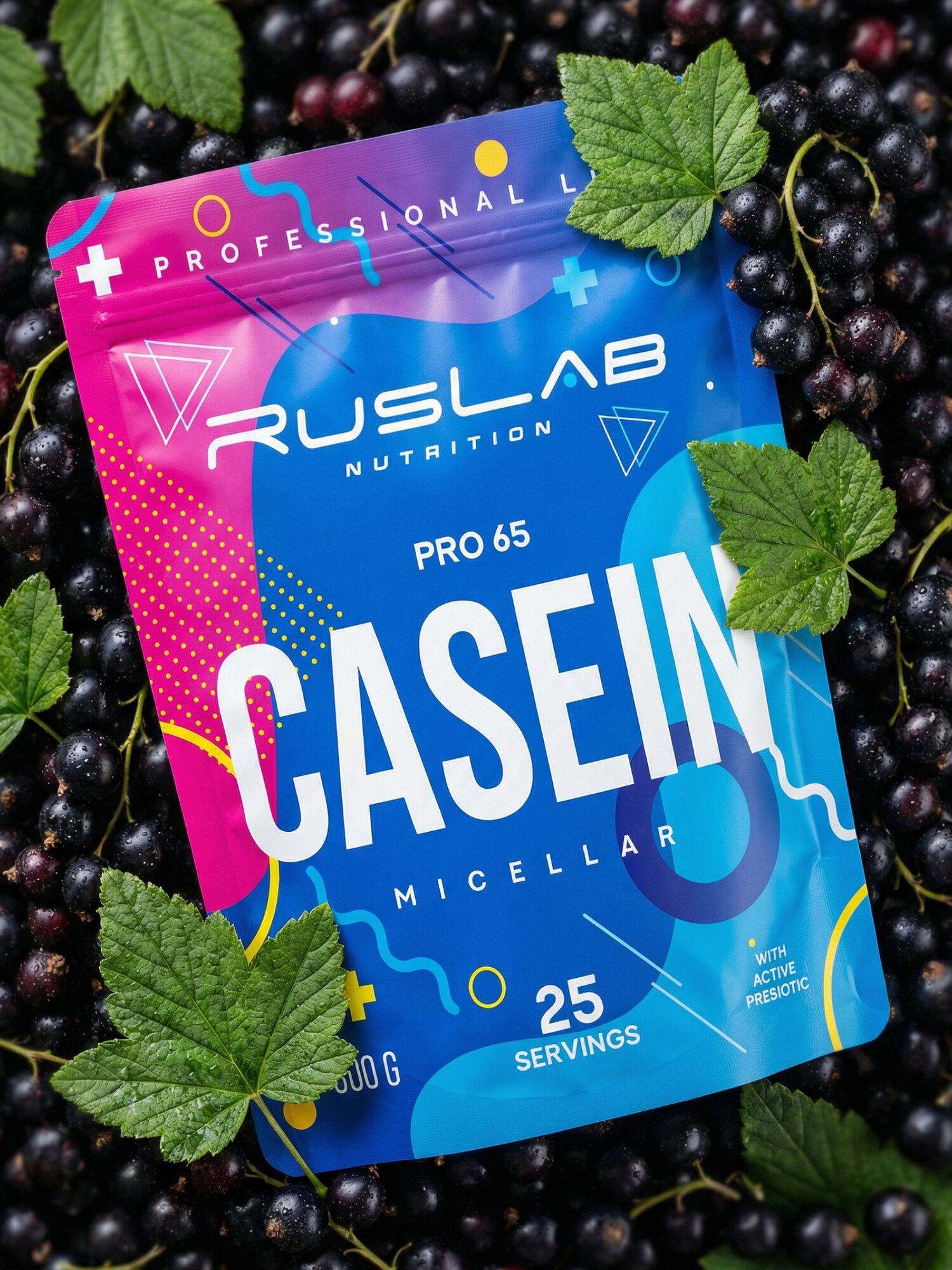 Micellar CASEIN PRO 65, казеиновый протеин, белковый коктейль (800 гр), черная смородина