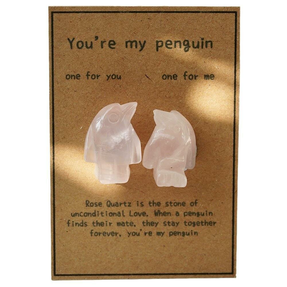 Подарочная карточка с кристаллами "You are my penguin" натуральные камни