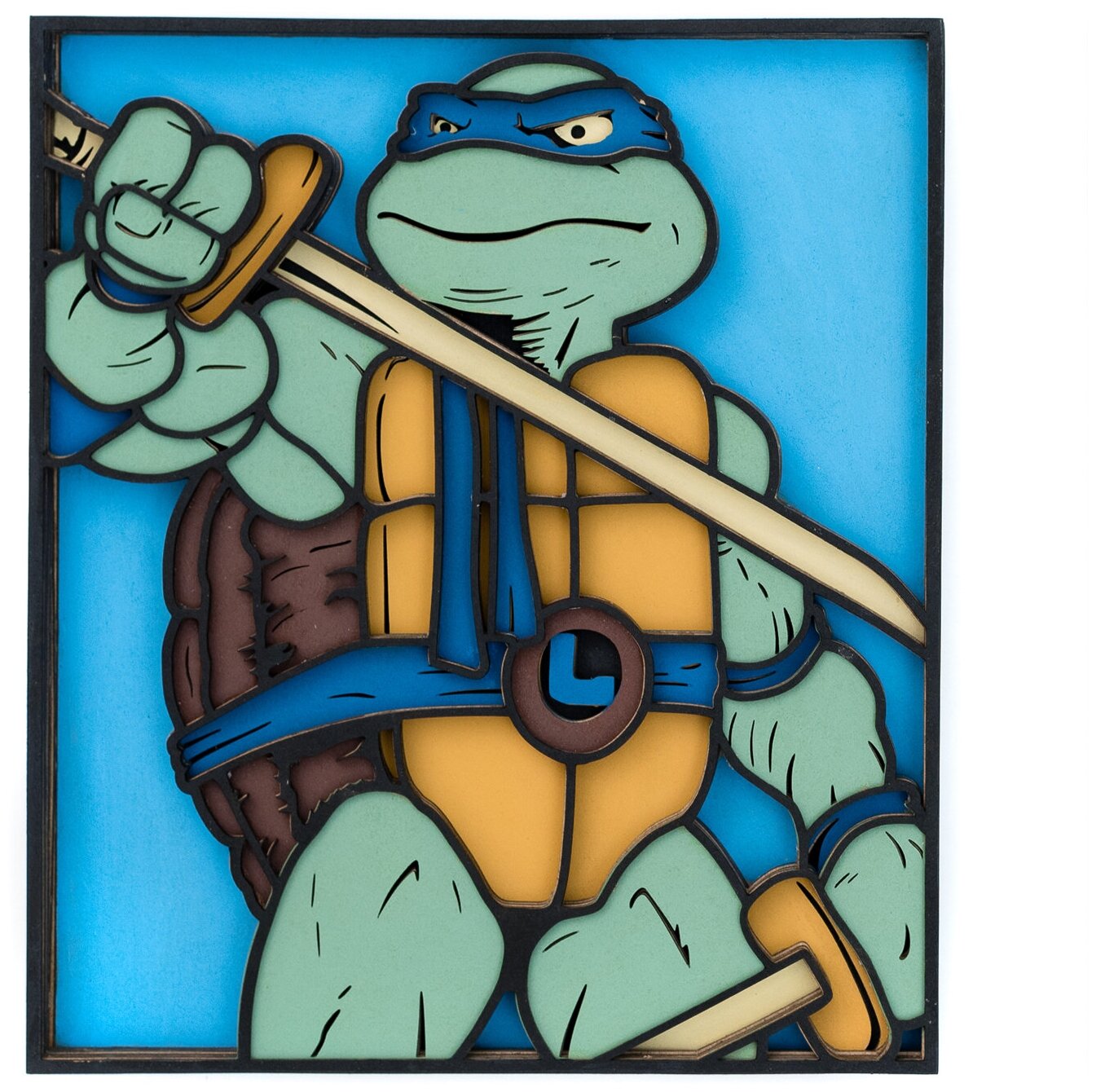 3D картина по номерам Леонардо Черепашки, подарочный набор для творчества, панно из дерева для раскрашивания и сборки, антистресс мандала для рисования