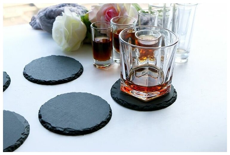 Набор подставок под стаканы, бокалы, горячее и свечи магия камня, круглые, 10 см, 4 шт, Koopman International 278000470/210000340-2