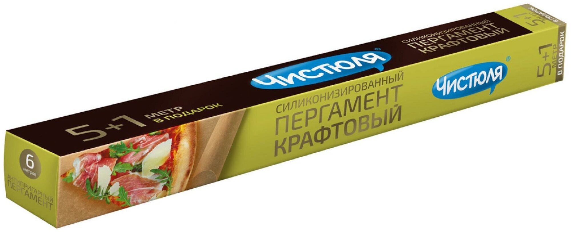 Чистюля промо антипригарный крафтовый пергамент силиконизированный узкий 5м +1м бесплатно
