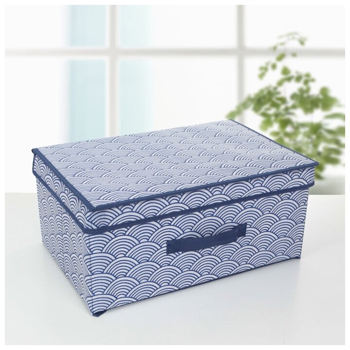 Короб для хранения с крышкой Доляна «Волна», 45×30×20 см, синий