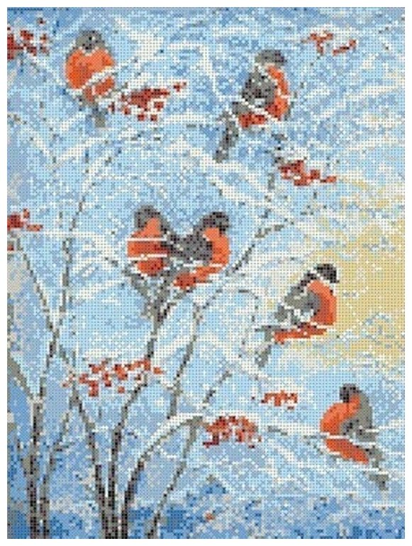 Рисунок на ткани Каролинка "Снегири", 23x30 см