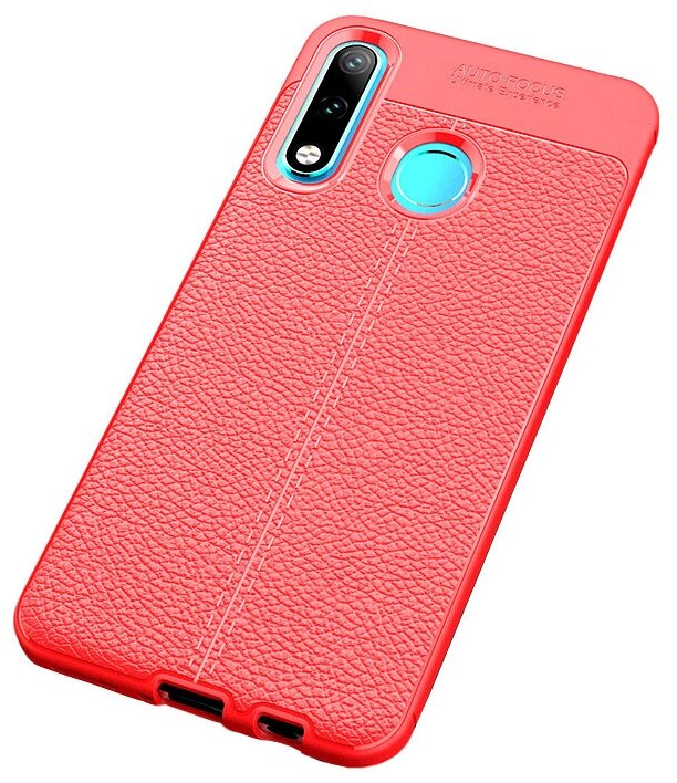 Чехол MyPads для Nokia 3.1 из качественного износостойкого силикона с декоративным дизайном под кожу с тиснением красный