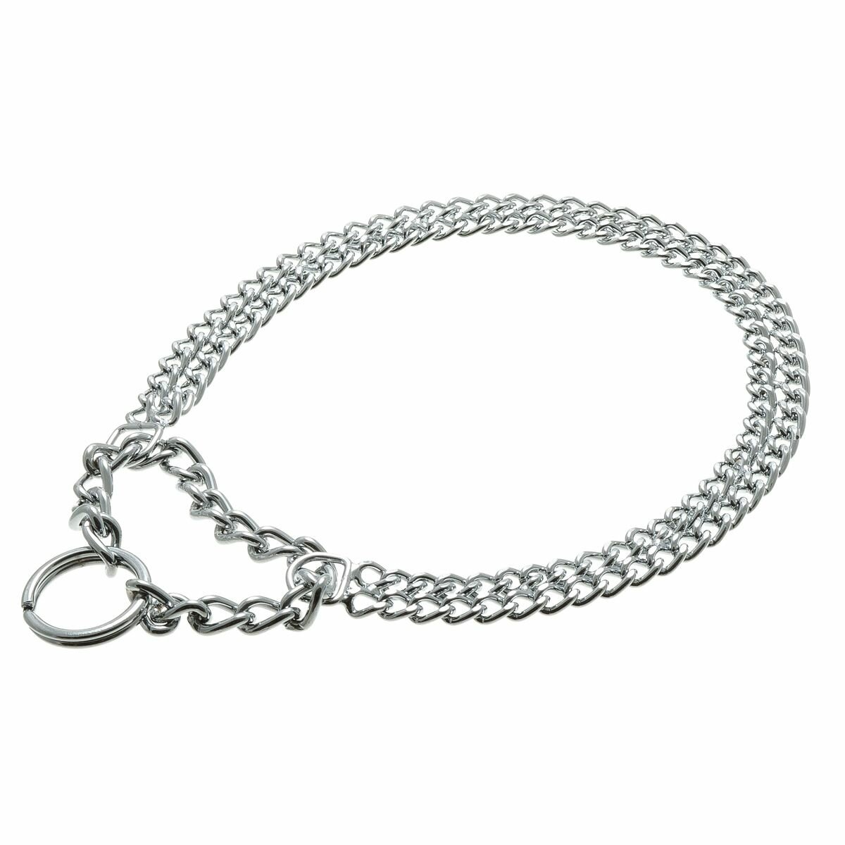 Ошейник полуудавка цепочка двойная для собак крупных и средних пород грань 2,0 мм, обхват шеи до 50 см, Zoo One